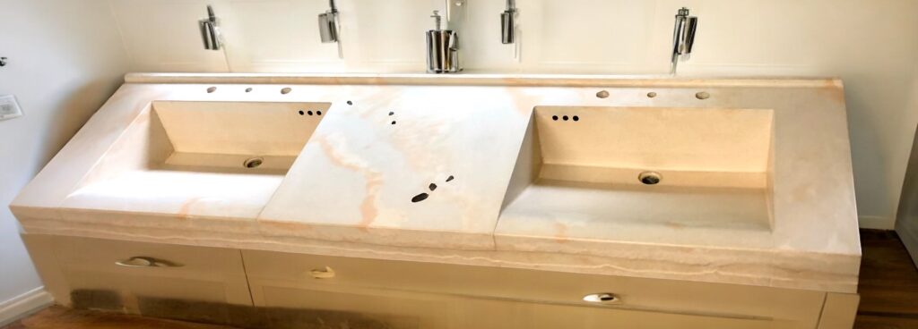 Beautifully Custom Concrete Double Ramp Sink Vanity | Molded Stone Studio